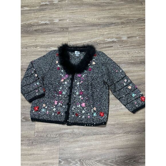 berek | Sweaters | Berekblack Floral 3d Vintage Art To Wear Sweater ...